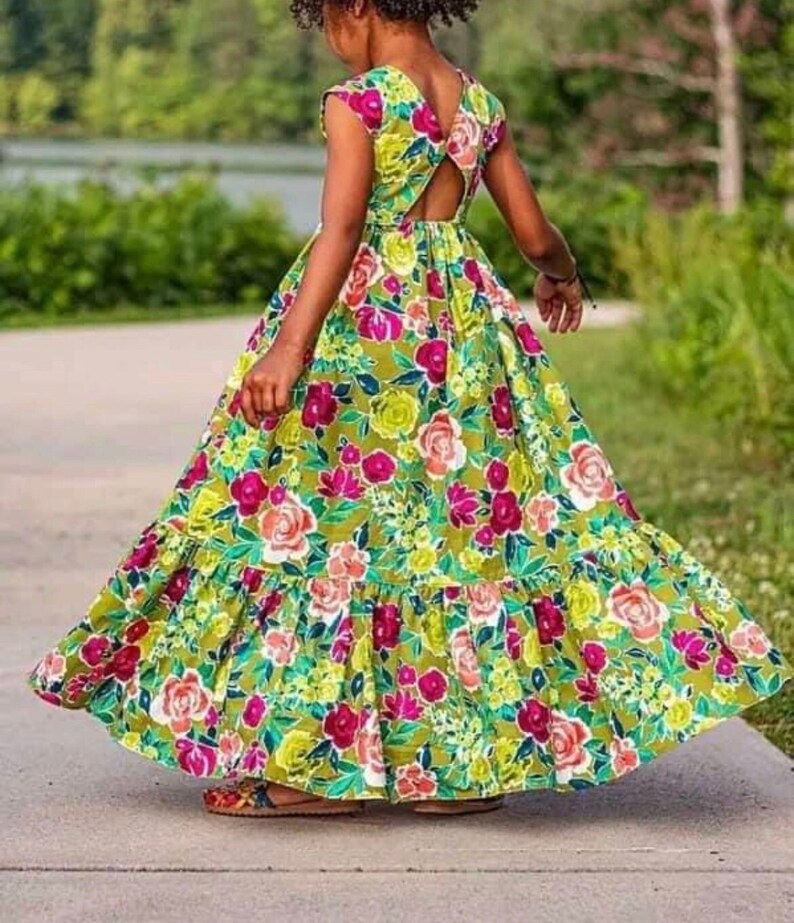 Ankara Birthday Girl Outfit, African Print Girl Outfit Dresses Purple ...