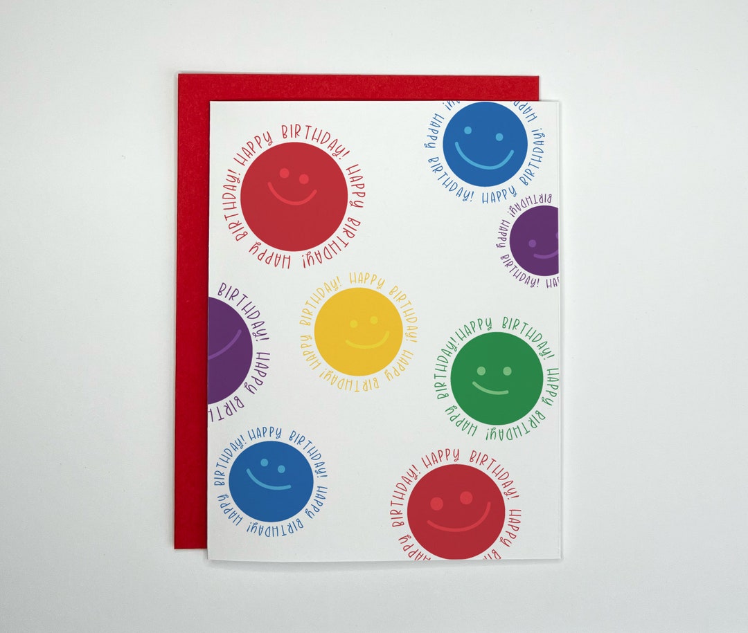 Smiley Face Birthday Card - Etsy