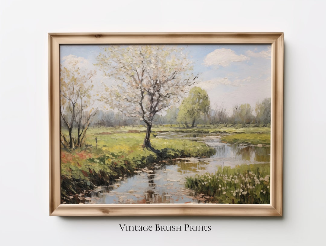Spring Wall Art Spring Decor Vintage Spring Print Wildflower Landscape ...