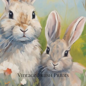 Spring Bunny Rabbits Wildflower Print Nursery Decor Vintage Spring ...