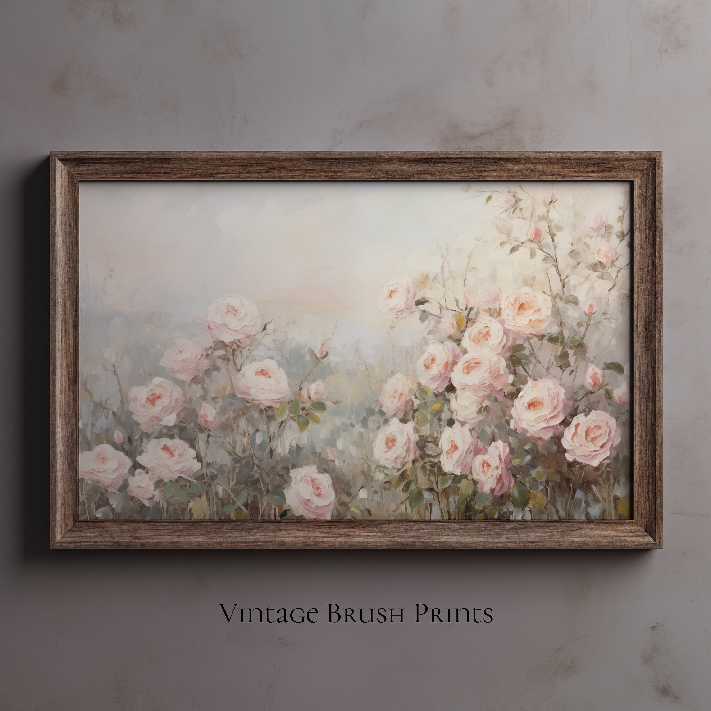 Rose Garden Oil Painting Spring Wall Art Farmhouse Decor Nursery Wall ...