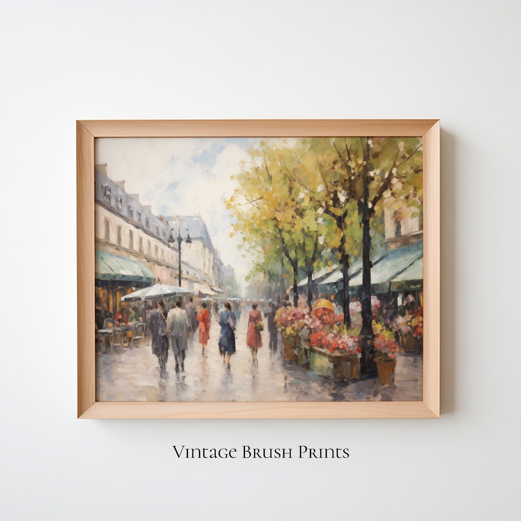 Paris Cityscape Painting Spring Wall Art Vintage French Street Print ...