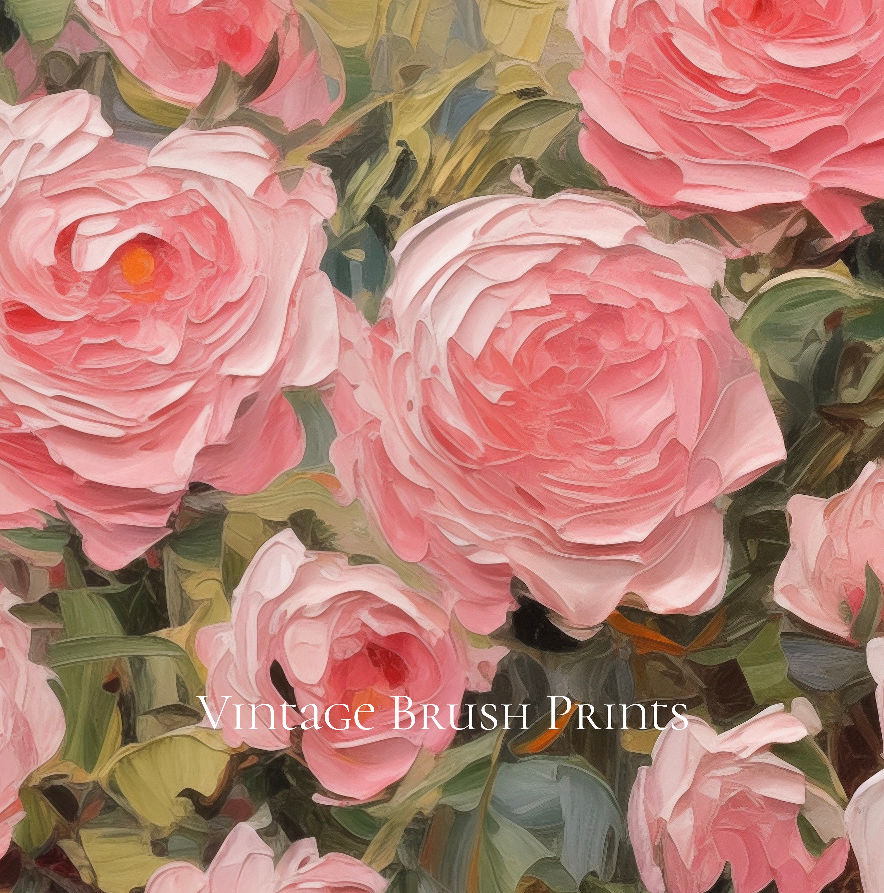 Rose Garden Oil Painting Spring Wall Art Farmhouse Decor Cottage Print ...