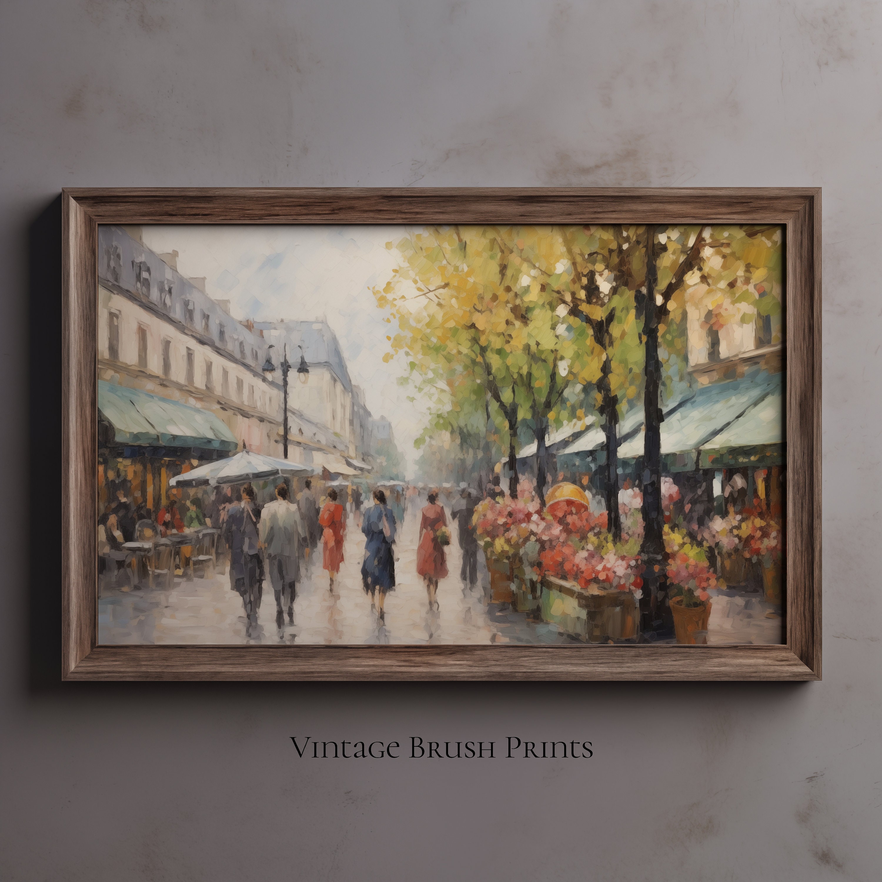 Paris Cityscape Painting Spring Wall Art Vintage French Street Print ...