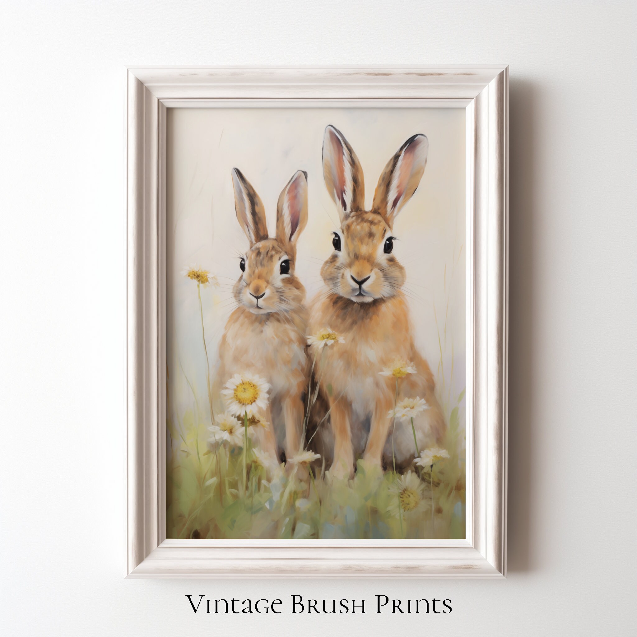 Spring Bunny Wildflower Print Nursery Decor Easter Decor Easter Bunny ...