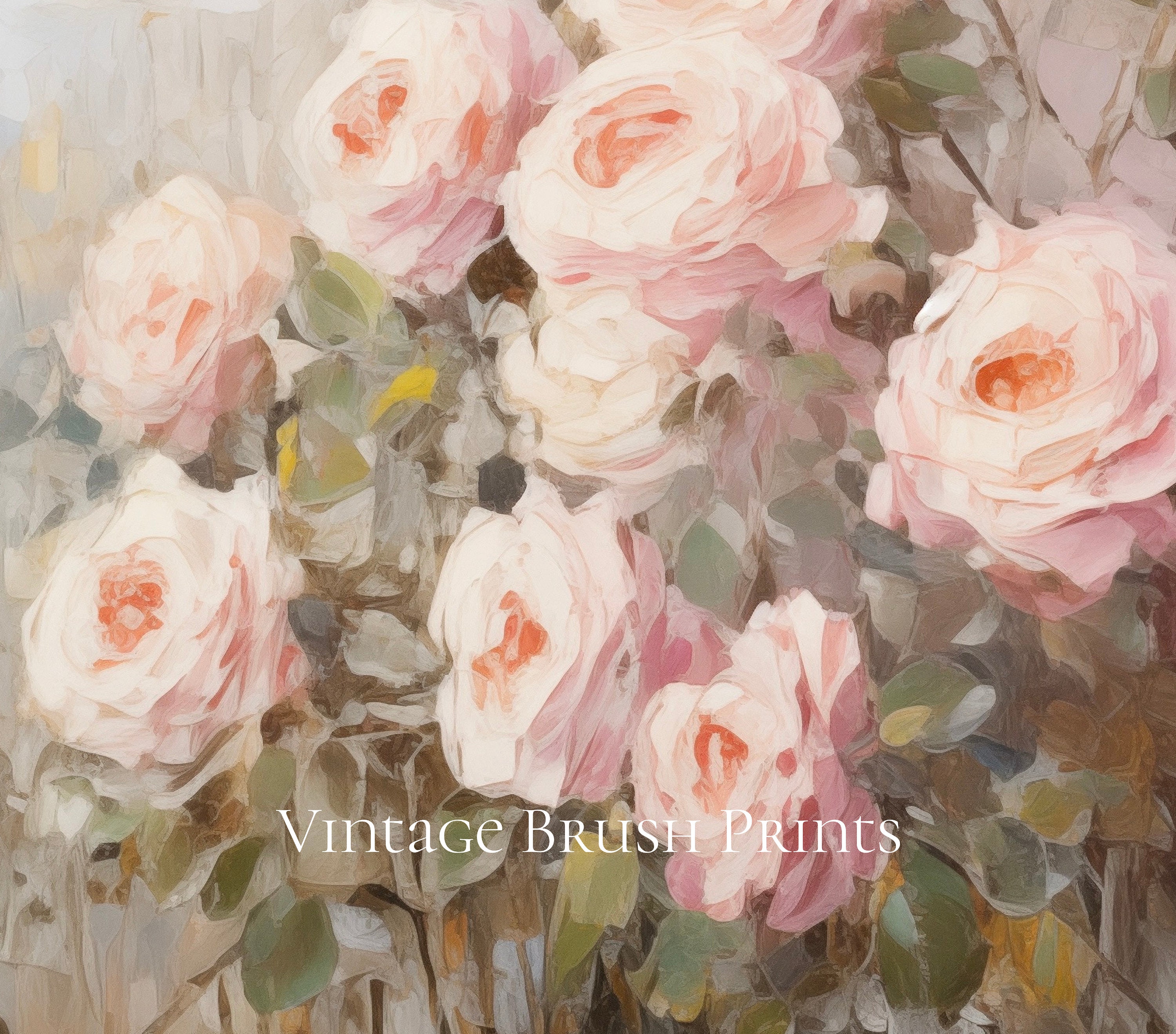Rose Garden Oil Painting Spring Wall Art Farmhouse Decor Nursery Wall ...