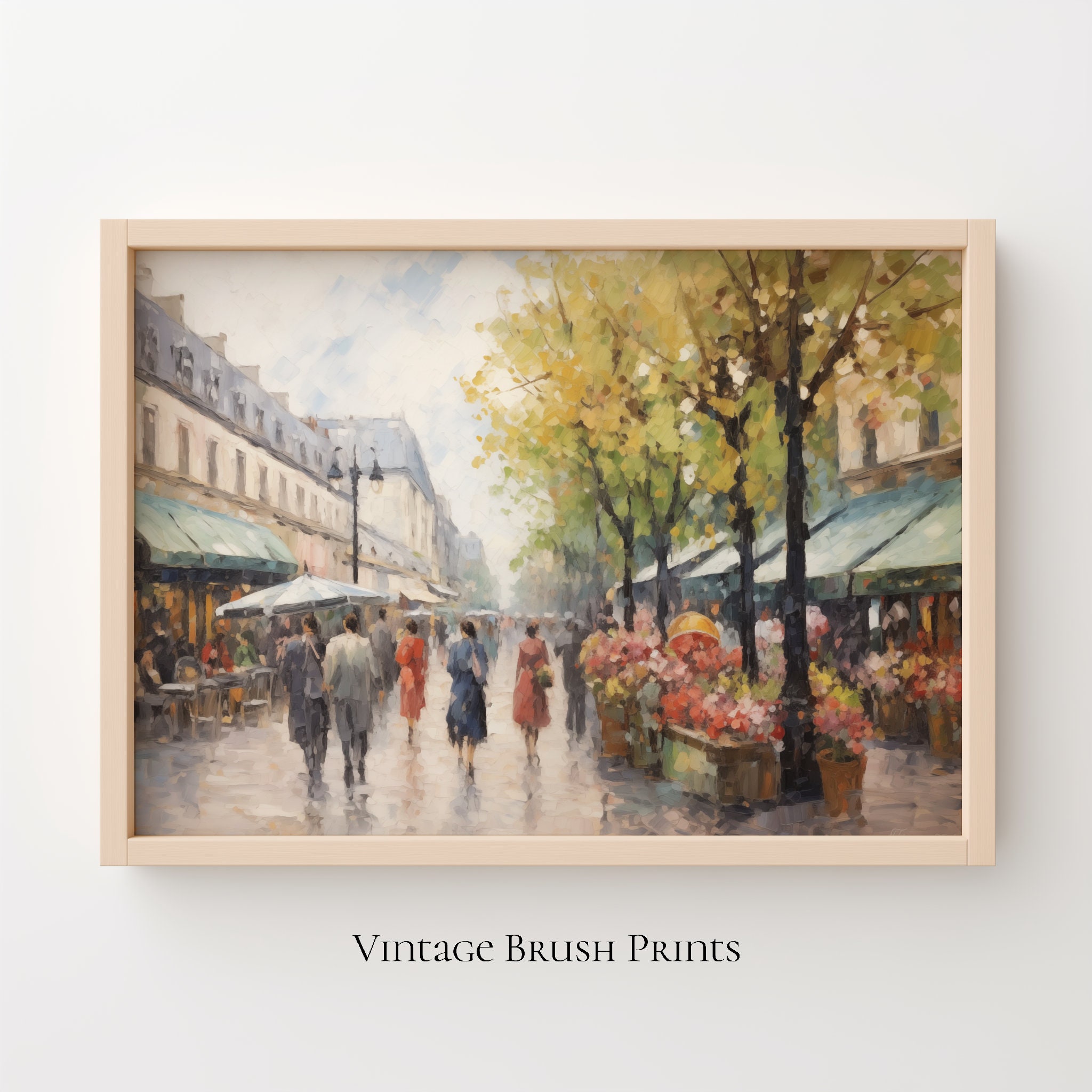 Paris Cityscape Painting Spring Wall Art Vintage French Street Print ...