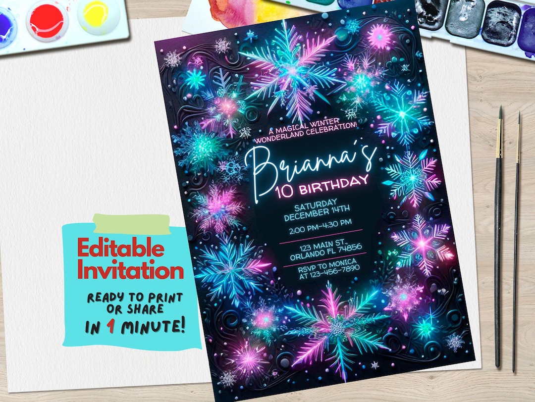 Editable Winter Wonderland Birthday Invitation Template - Magical Snowy ...
