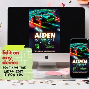 Toy Car Birthday Invitation Editable Template | Race Car Party Invite ...