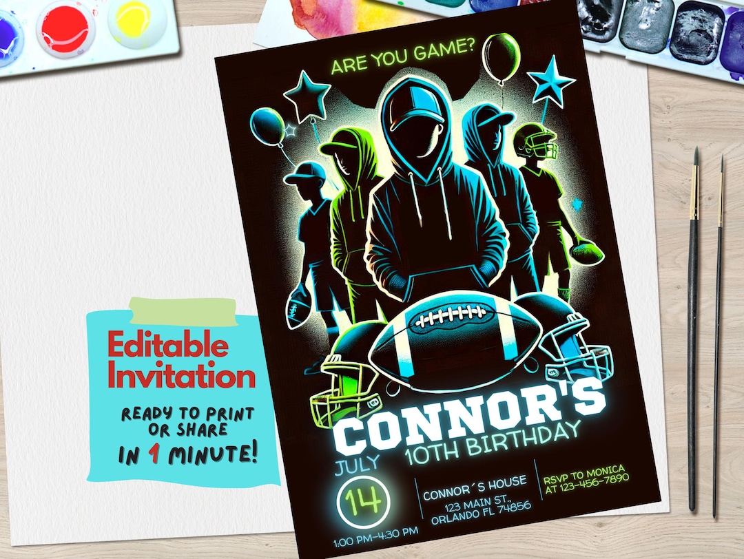 Football Birthday Invitation | Game Day Party Invite | Sports Theme ...