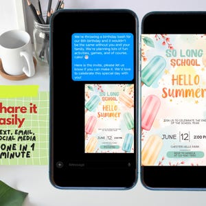 Popsicle End of School Party Invitation | so Long School Hello Summer ...