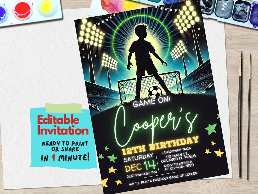 Editable Soccer Birthday Invitation Template for Kids – Customizable ...