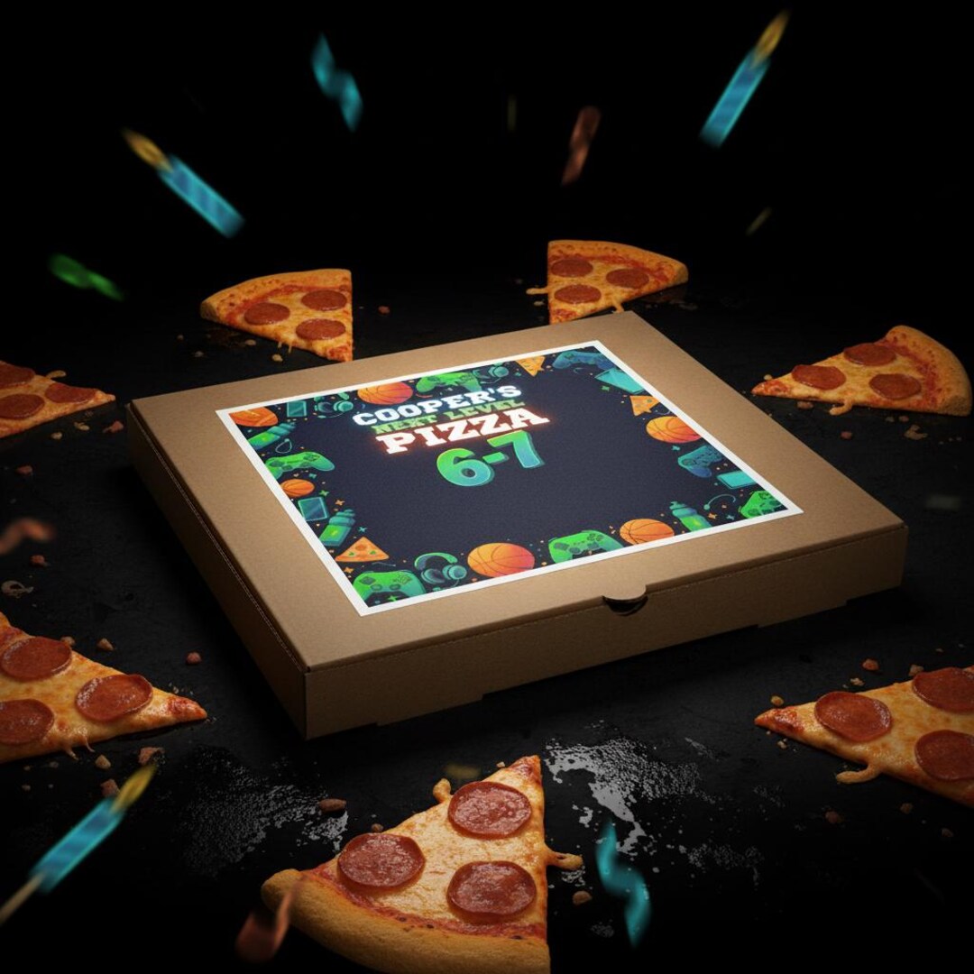 6-7 Meme Birthday Gamer Party Pizza Box Sticker Label | Birthday Favor ...