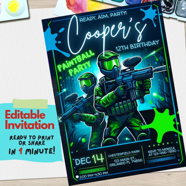 Paintball Invitation - Etsy
