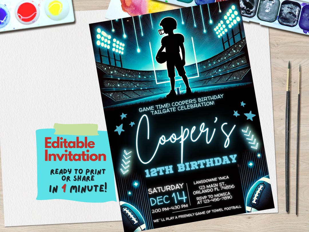 Football Birthday Party Invitation | Editable Game Day Invite | Sports ...