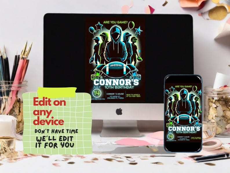 Football Birthday Invitation | Game Day Party Invite | Sports Theme ...