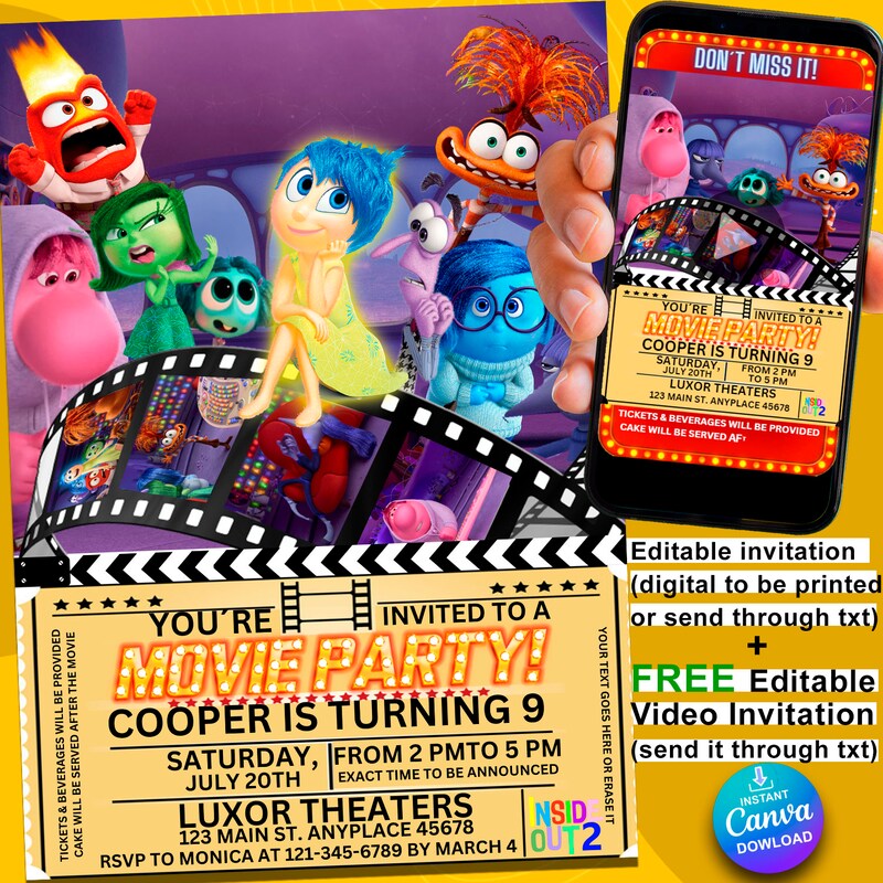 Inside Out Invite - Etsy