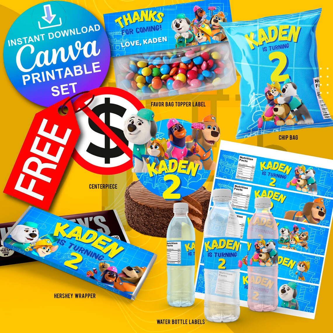Pupstruction Invitation & 5 FREE Printable Package Birthday Party ...