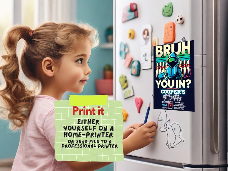 Bowling Birthday Party Invitation | Editable Canva Template | Bruh You ...