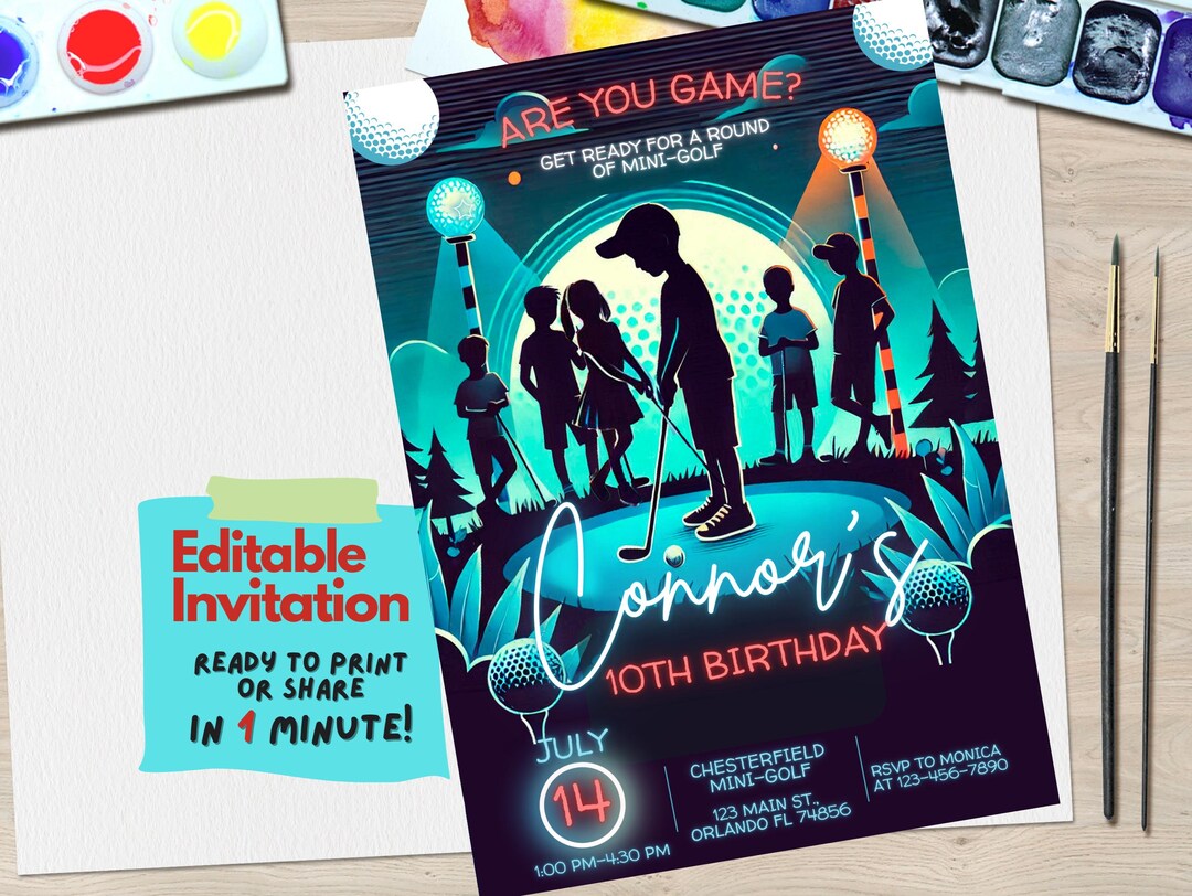 Mini Golf Birthday Invitation | Fun Putt-putt Golf Party Invite ...