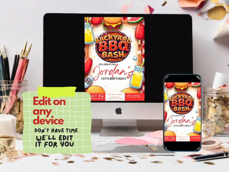 BBQ Birthday Bash Invitation | Backyard Cookout & Grill Party Invite ...