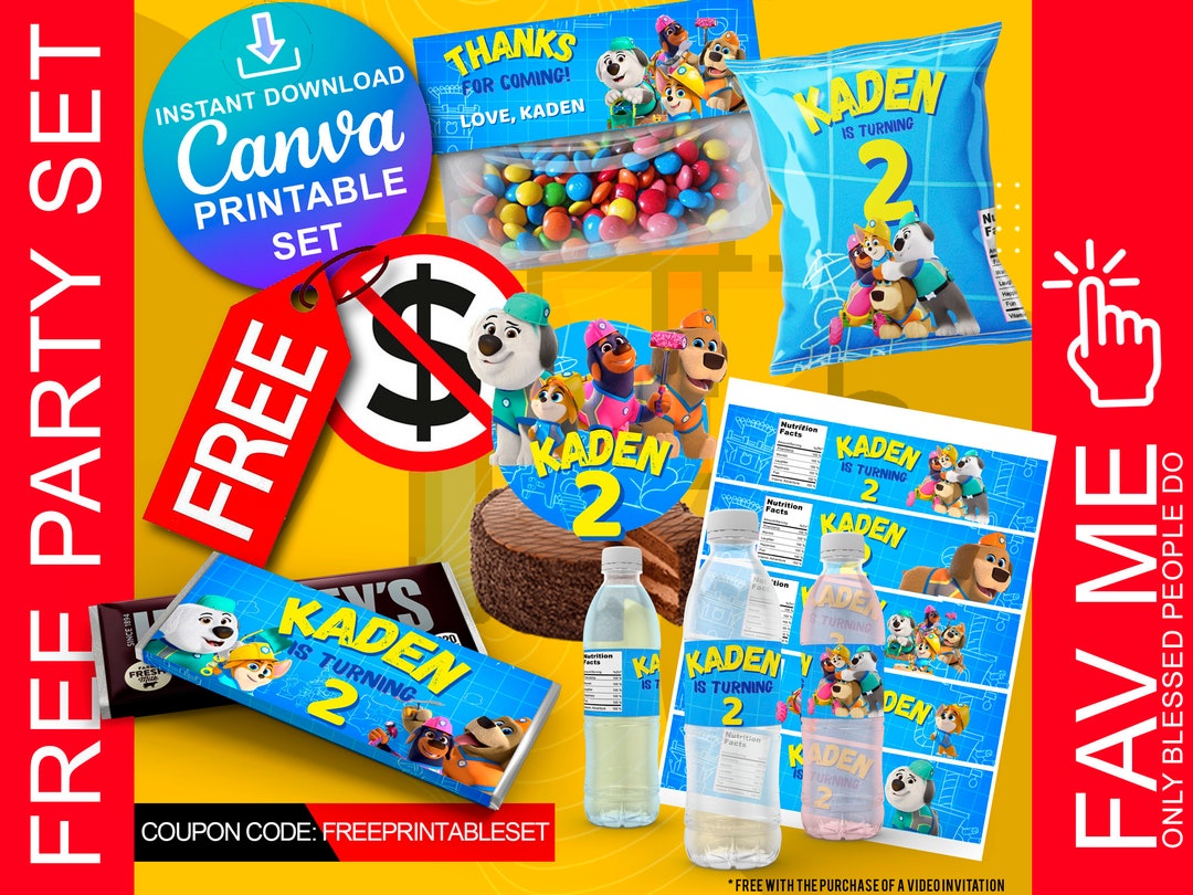 Pupstruction Printable Set, Editable in Canva, Personalizable Package ...