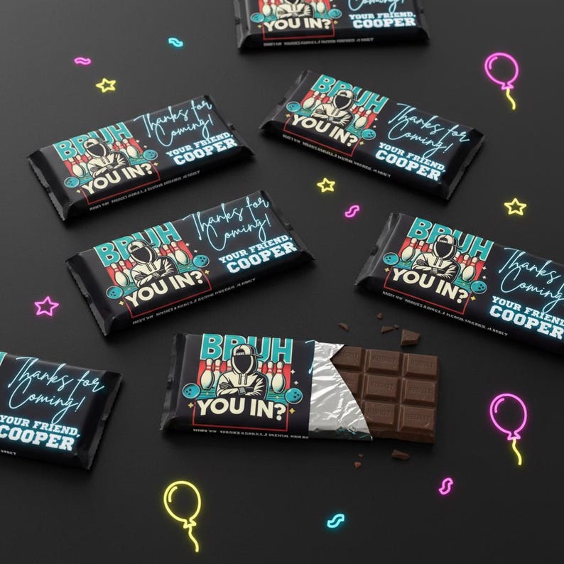 Bowling Chocolate Bar Wrapper | Editable Birthday Chocolate Label ...