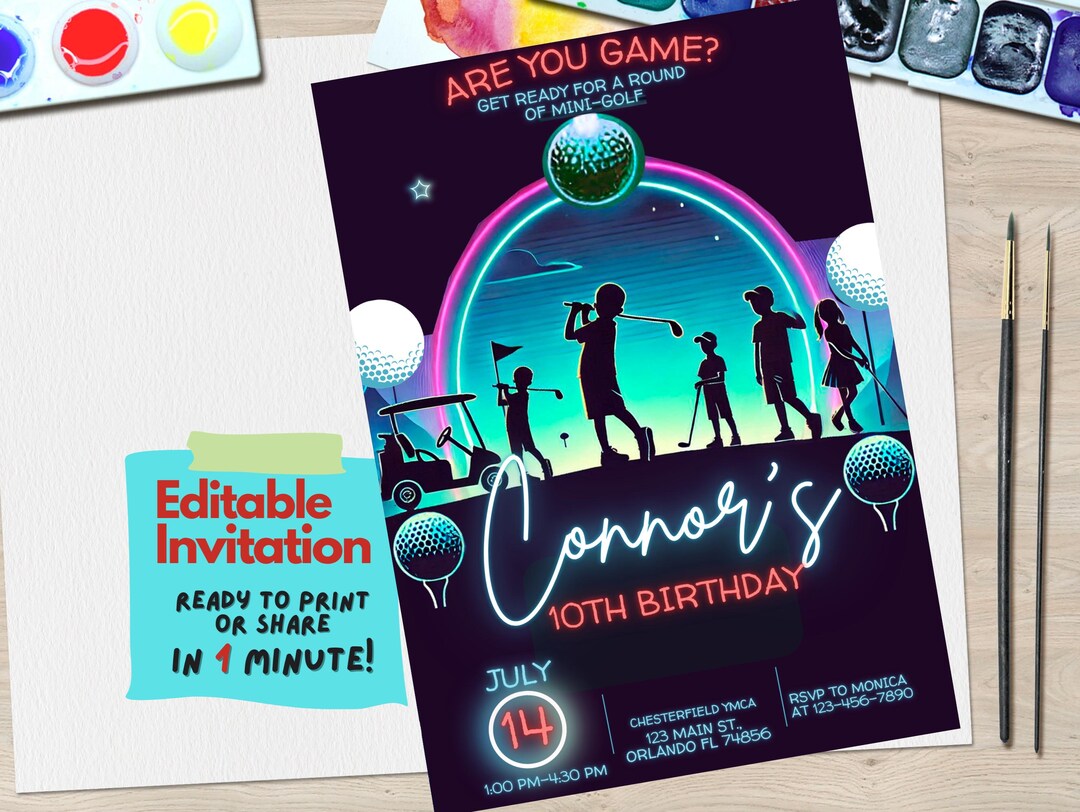 Mini Golf Birthday Invitation | Putt-putt Party Invite | Golf-themed ...