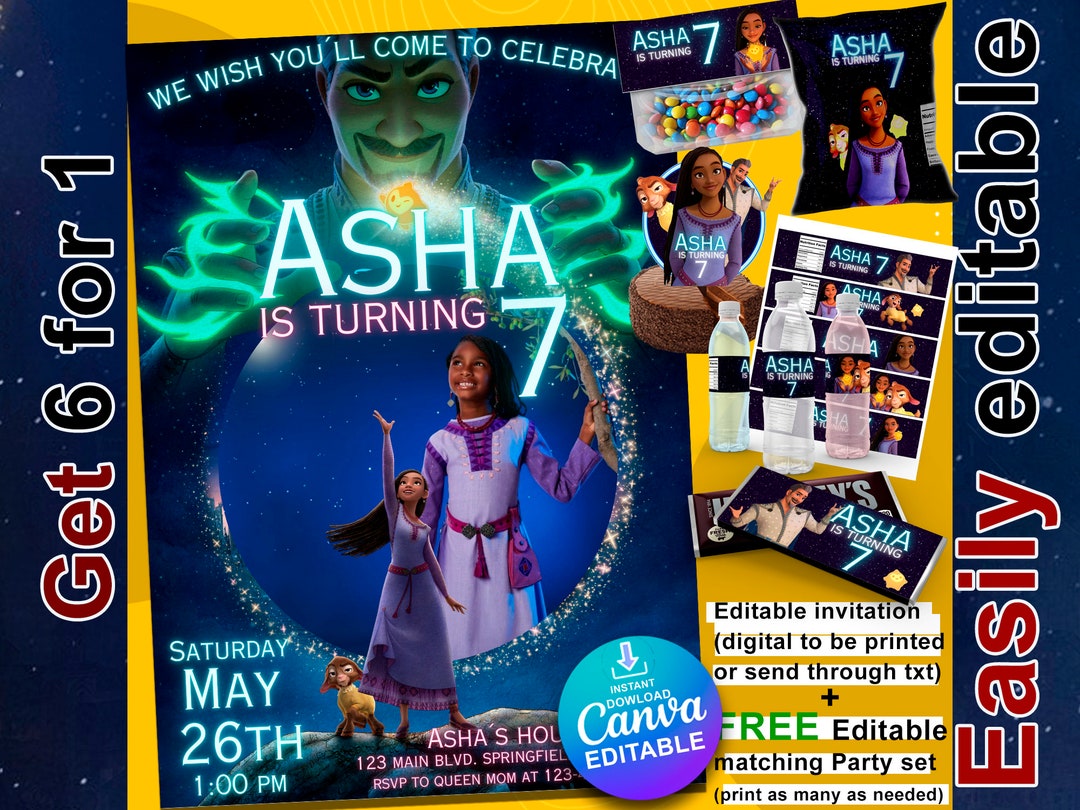 Disney Wish Printable Birthday Invitation Free 5 Items Party Printable ...