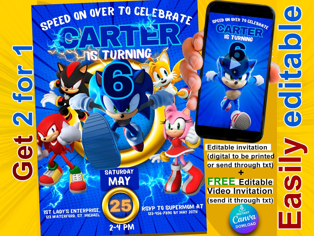 Sonic Editable 2X1 Invitations Video Animated Invitation & Printable ...