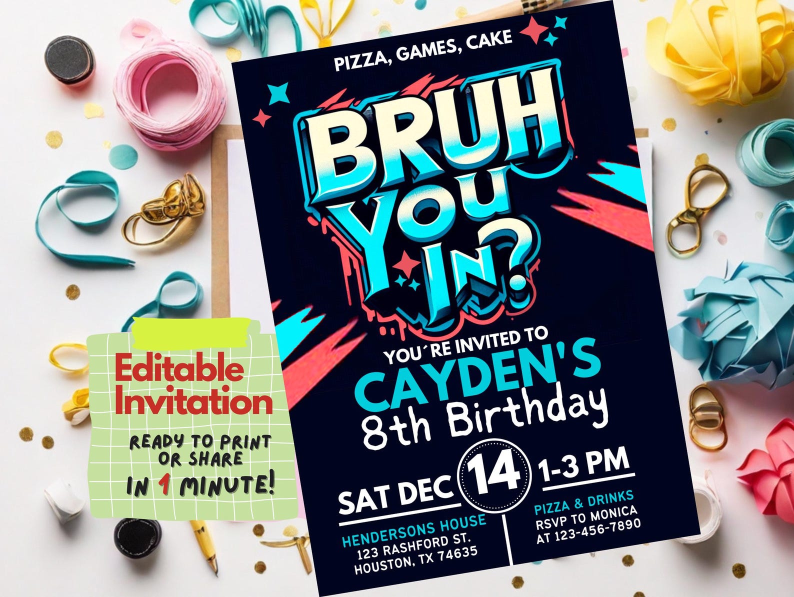 Bruh Birthday Invitation, Any Age, Any Theme Digital Template, Editable ...