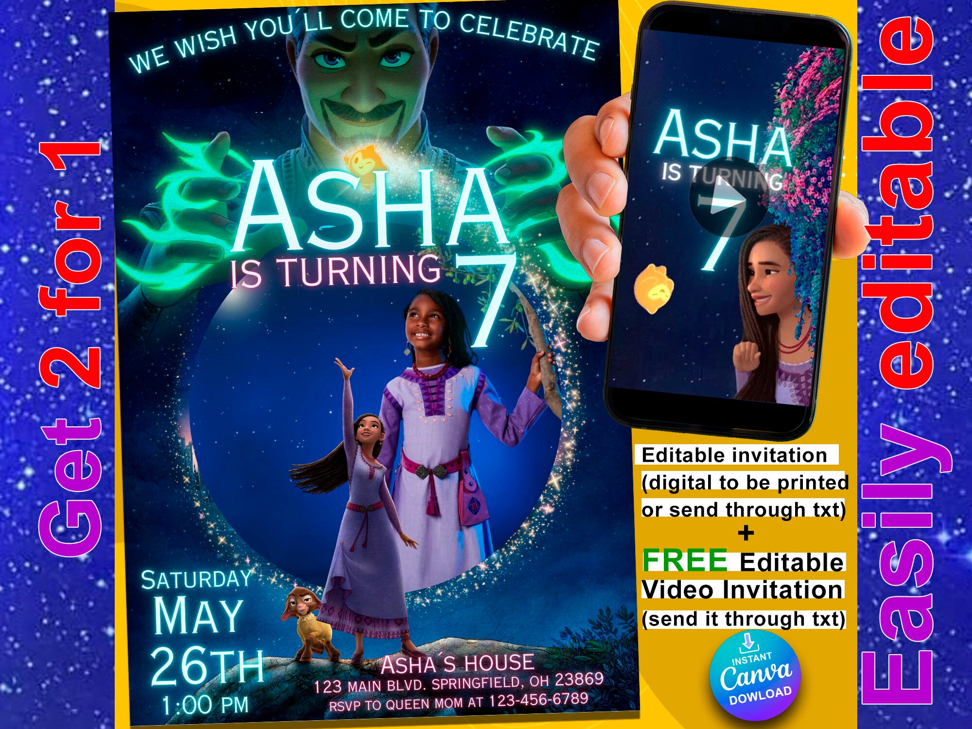 Disney Wish Editable Printable Invitation With Photo FREE Video ...