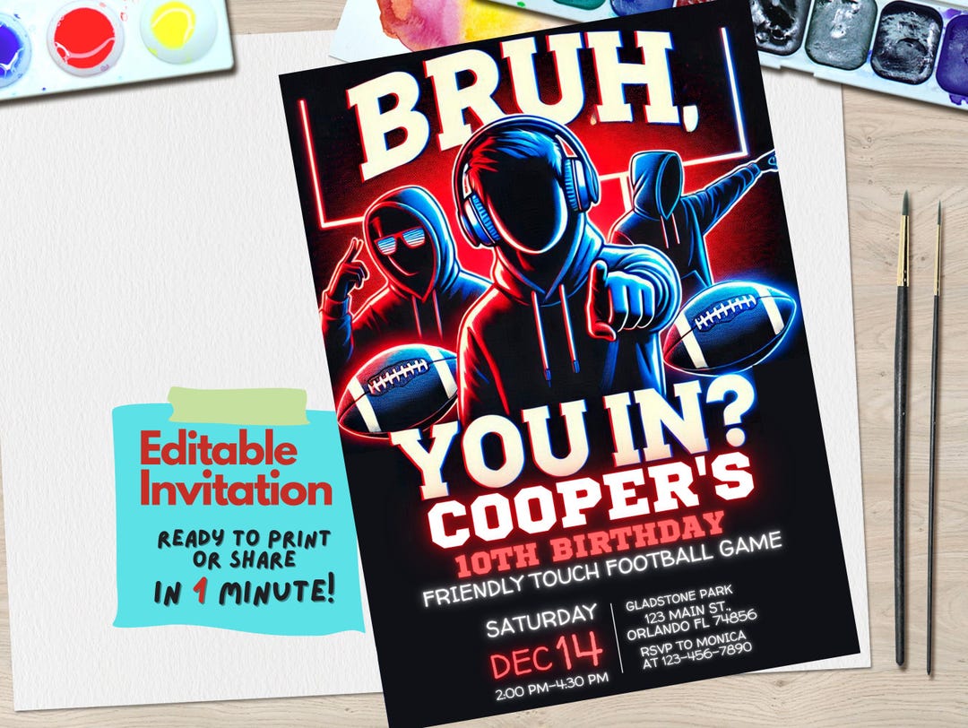 Football Birthday Party Invitation Editable Canva Template | Touchdown ...