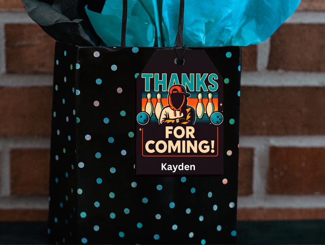 Bowling Birthday Thank You Tags – Editable Name in Canva – Printable ...