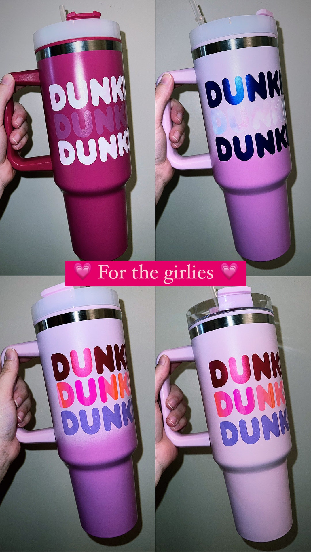 Dunkin Inspired Tumbler Pink / Purple / Grey / White - Etsy