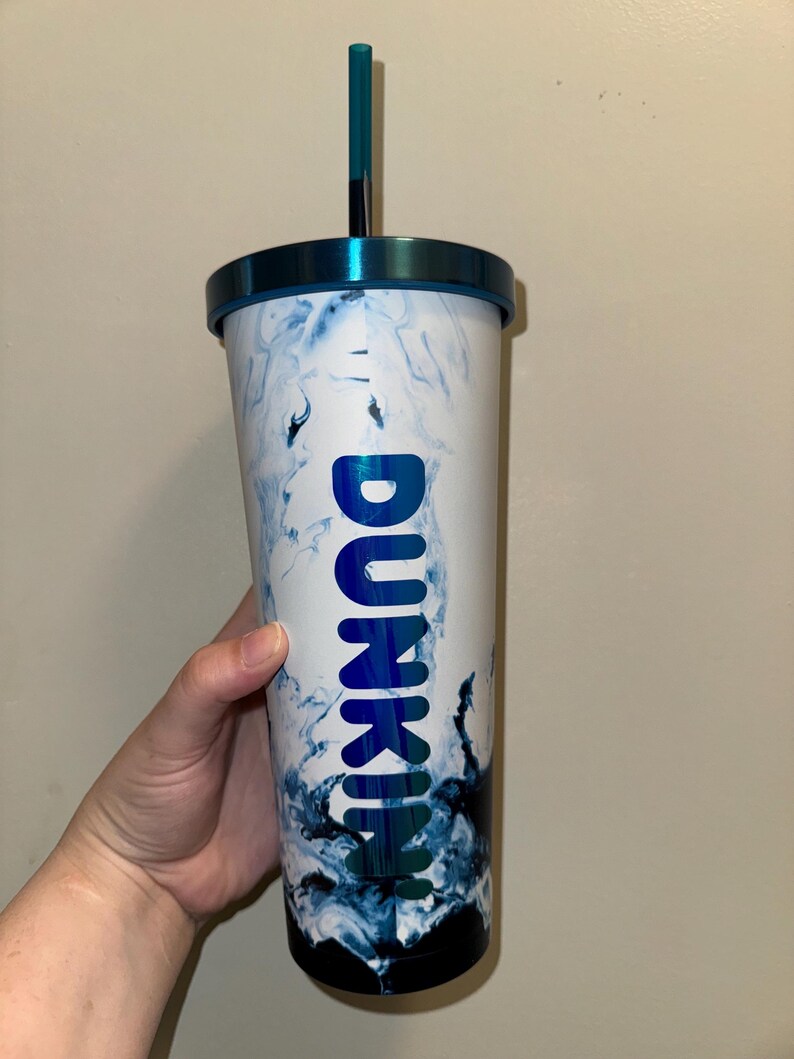 Dunkin Donuts Inspired Blue Marble Tumbler - Etsy