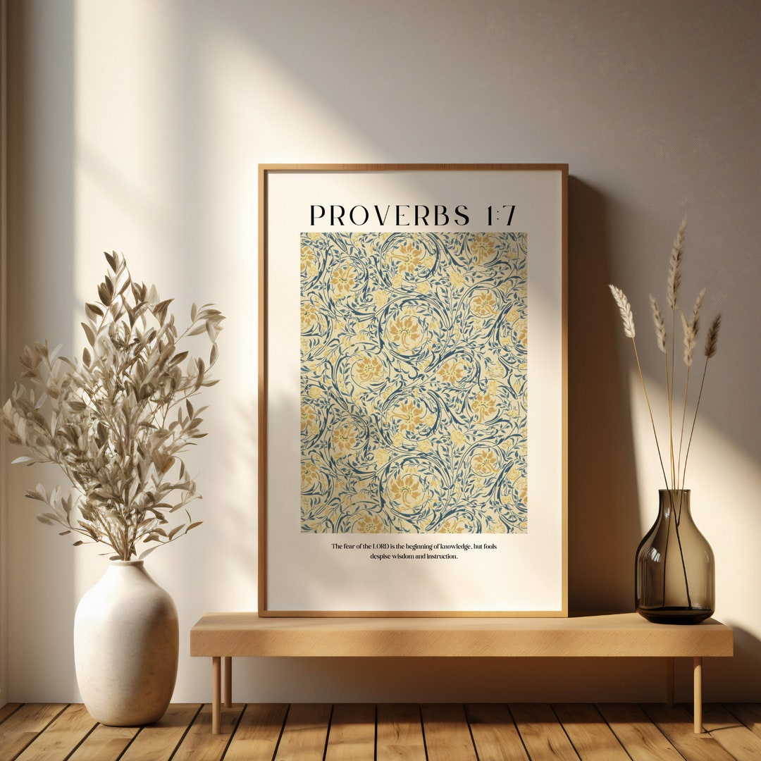 Proverbs 1:7 | Bible Verse Art Vintage Scripture Bible Verse Print ...