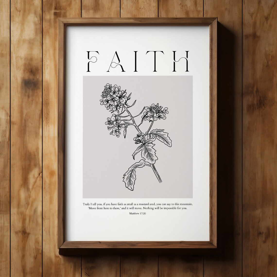 Matthew 17:20 Bible Verse Art Minimalist Scripture Bible Verse Wall Art ...