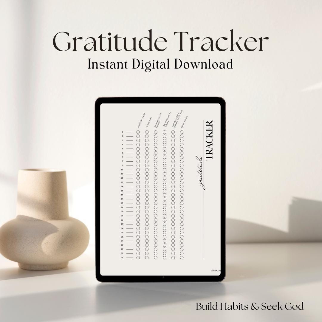 Printable Gratitude Habit Tracker: Editable Monthly Challenge (digital ...