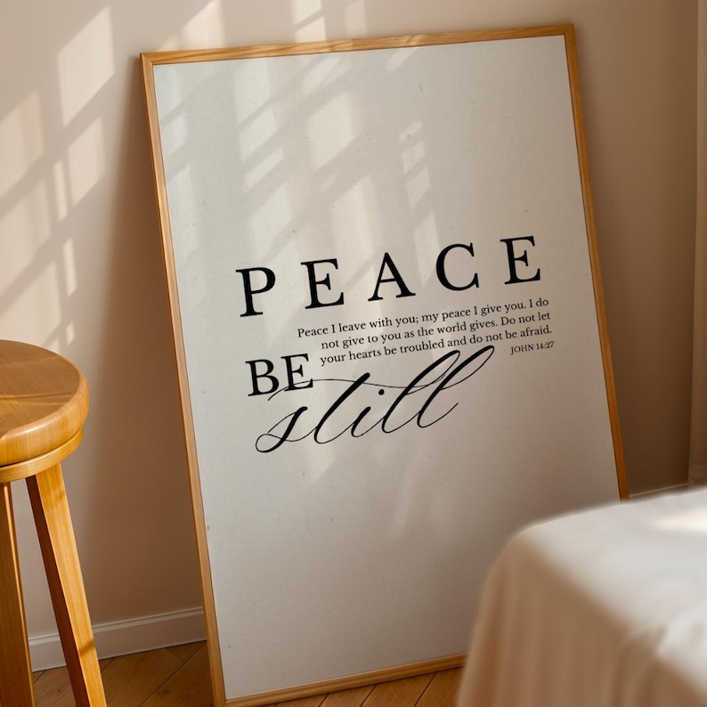 Peace Be Still Bible Verse Minimalistic Wall Art, Modern Scripture Wall ...