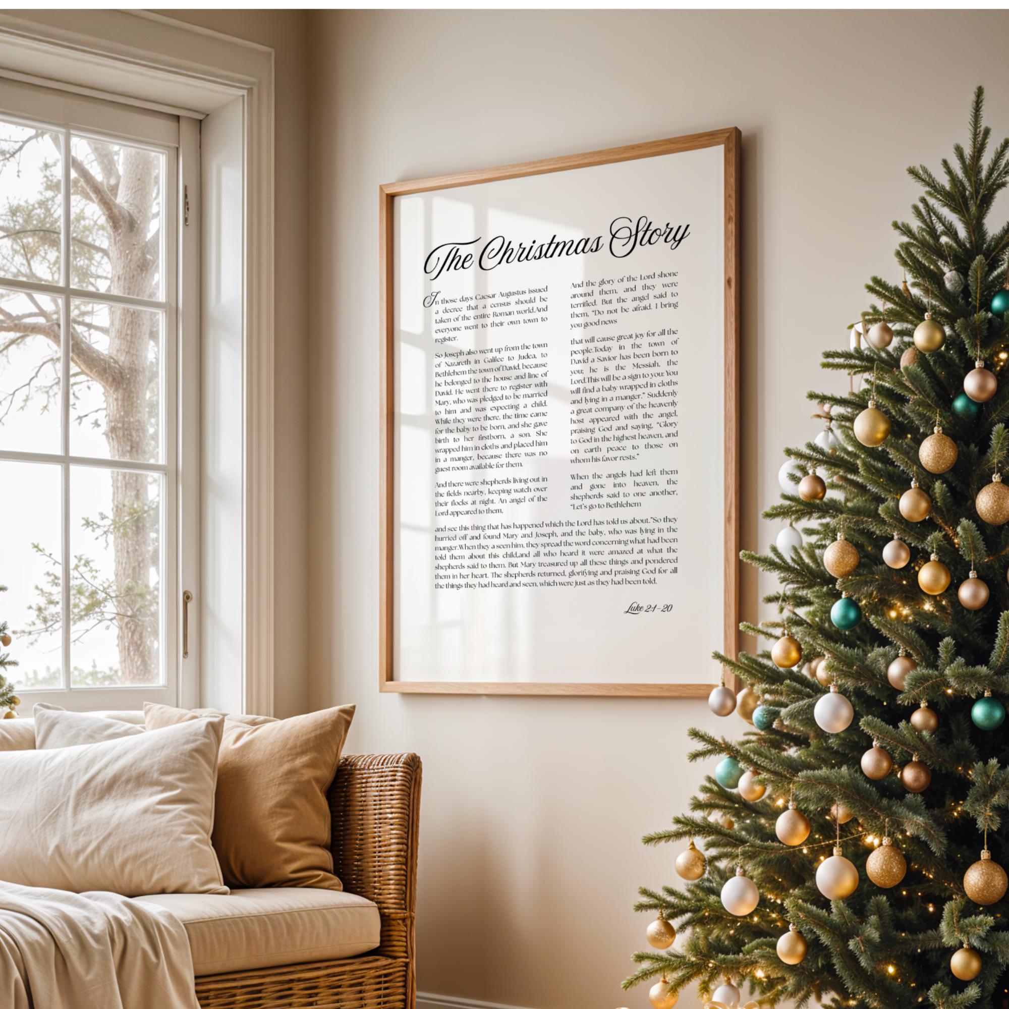 Nativity Story Scripture Wall Art Luke 2 Bible Verse Print Christian ...