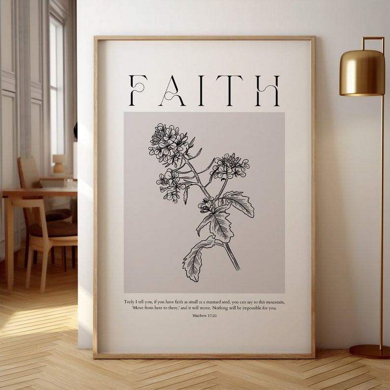 Matthew 17:20 Bible Verse Art Minimalist Scripture Bible Verse Wall Art ...