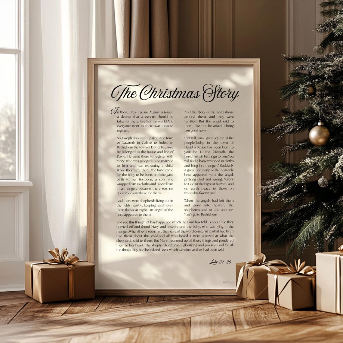 Nativity Story Scripture Wall Art Luke 2 Bible Verse Print Christian ...