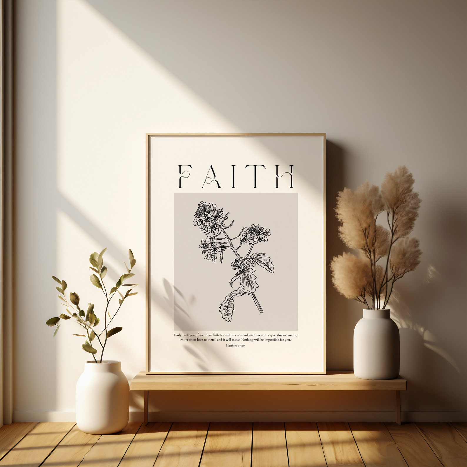 Matthew 17:20 Bible Verse Art Minimalist Scripture Bible Verse Wall Art ...