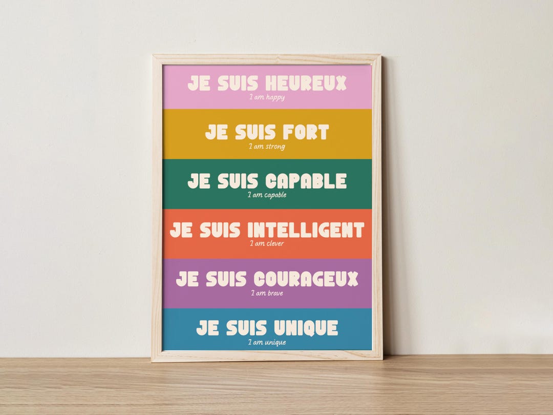 Affirmation Poster for Kids French, English Nursery Decoration ...