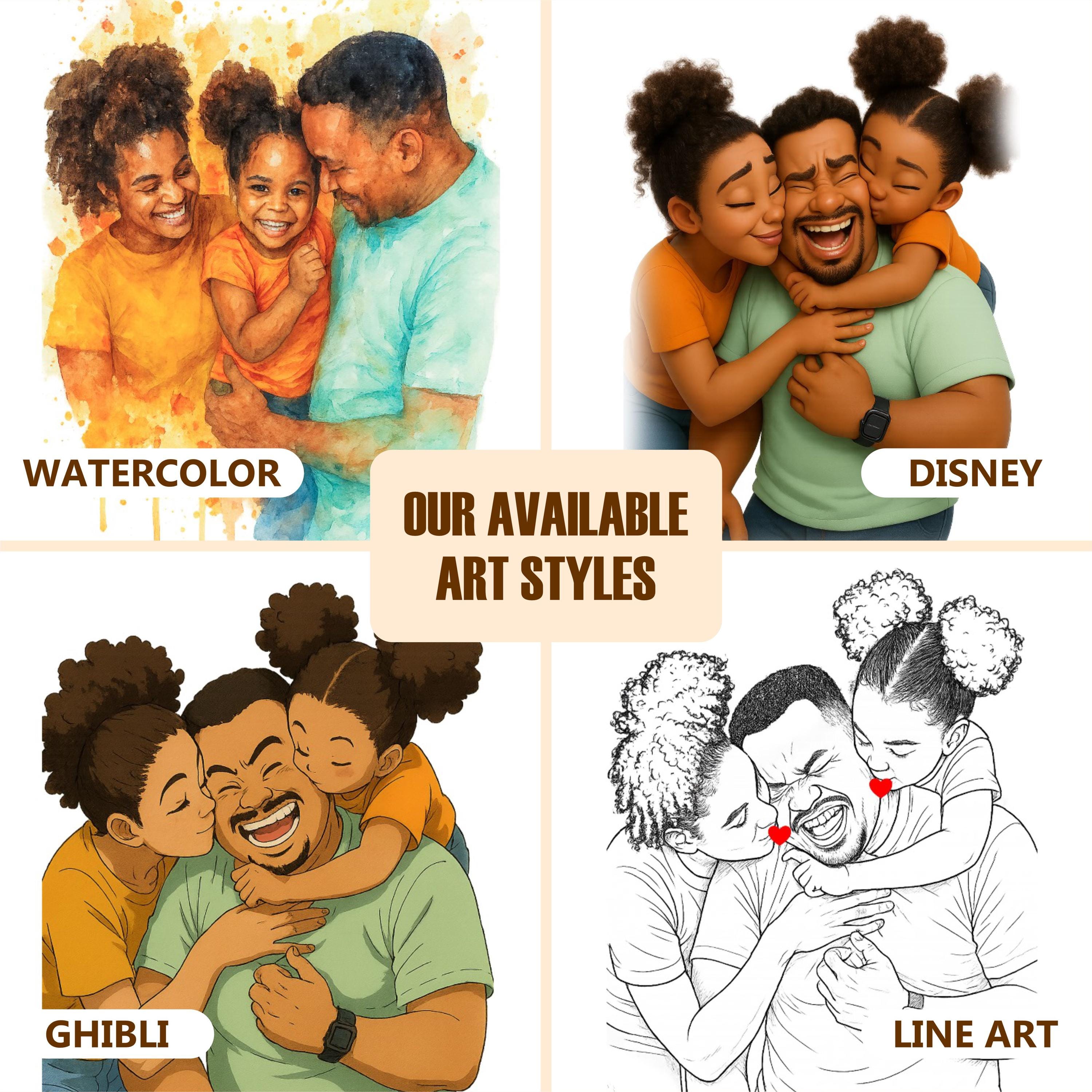 Custom Ghibli Style Family Portrait, Personalized Anime Portrait ...