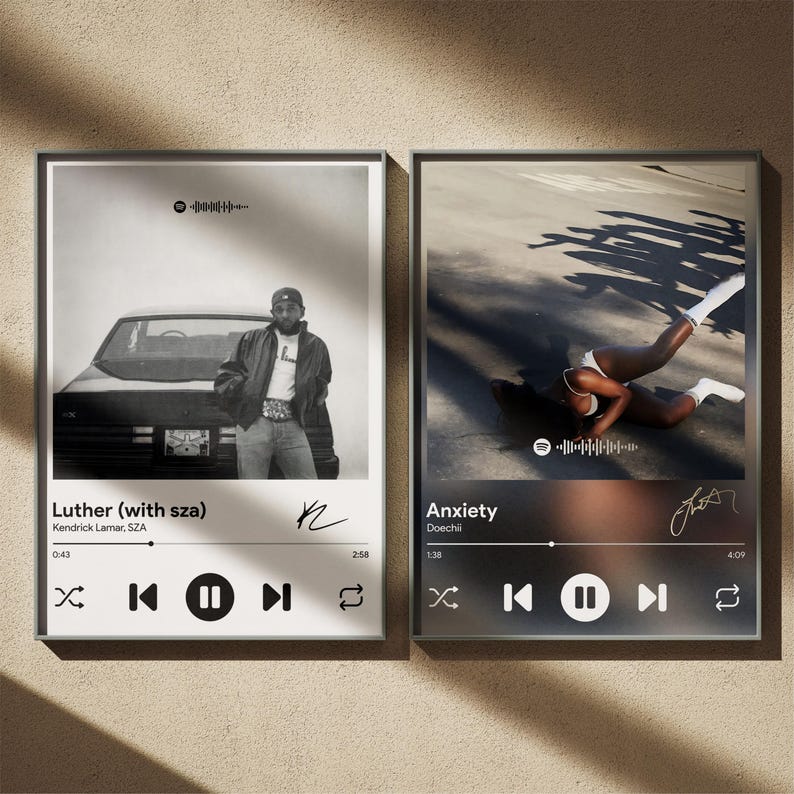 Set of 3 Custom Music Poster, Favorite Song Poster, Personalized Music ...