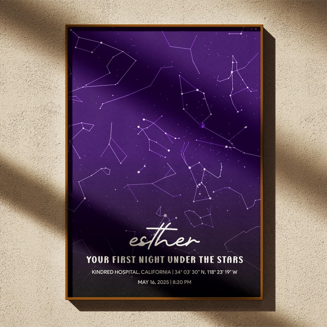 Custom Birthday Star Map, the Sky on Your Birth Date, Birth Poster With ...