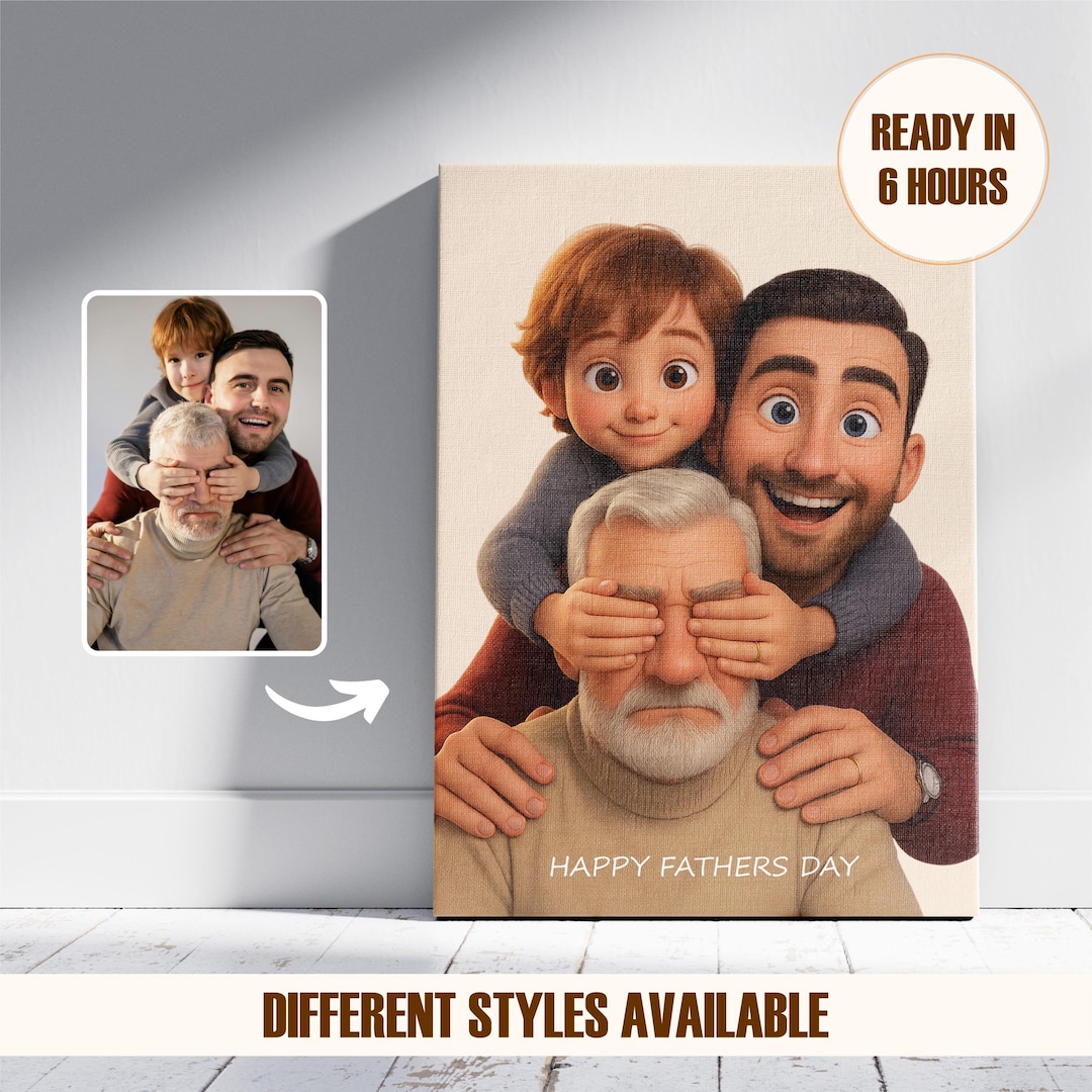 Custom Disney Style Portrait, Father and Baby Pixar Art Portrait From ...