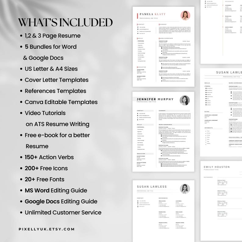 Sorority Resume Template, Sorority Resume Template Pink, Monogram ...